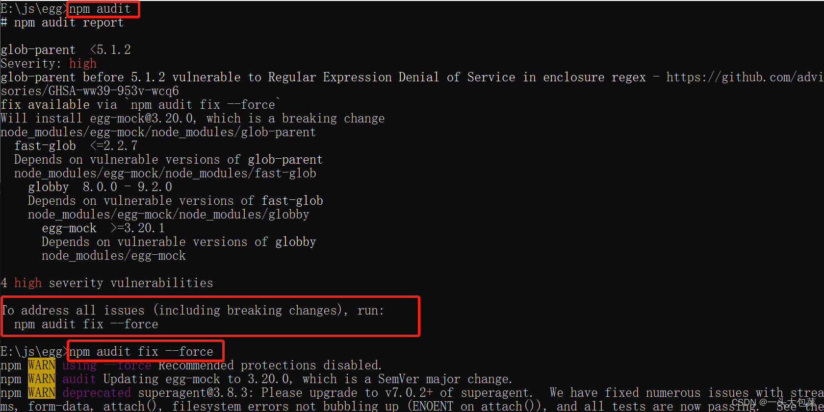 npm i时遇到high severity vulnerabilities_3 high severity vulnerabilities-CSDN博客