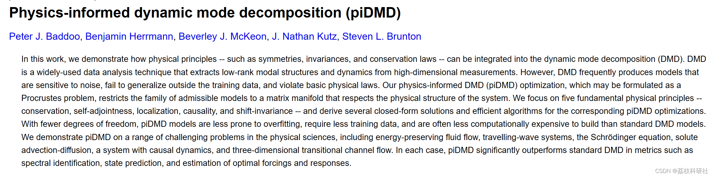 【模式分解】基于物理场的动态模式分解研究（Matlab代码实现）-CSDN博客