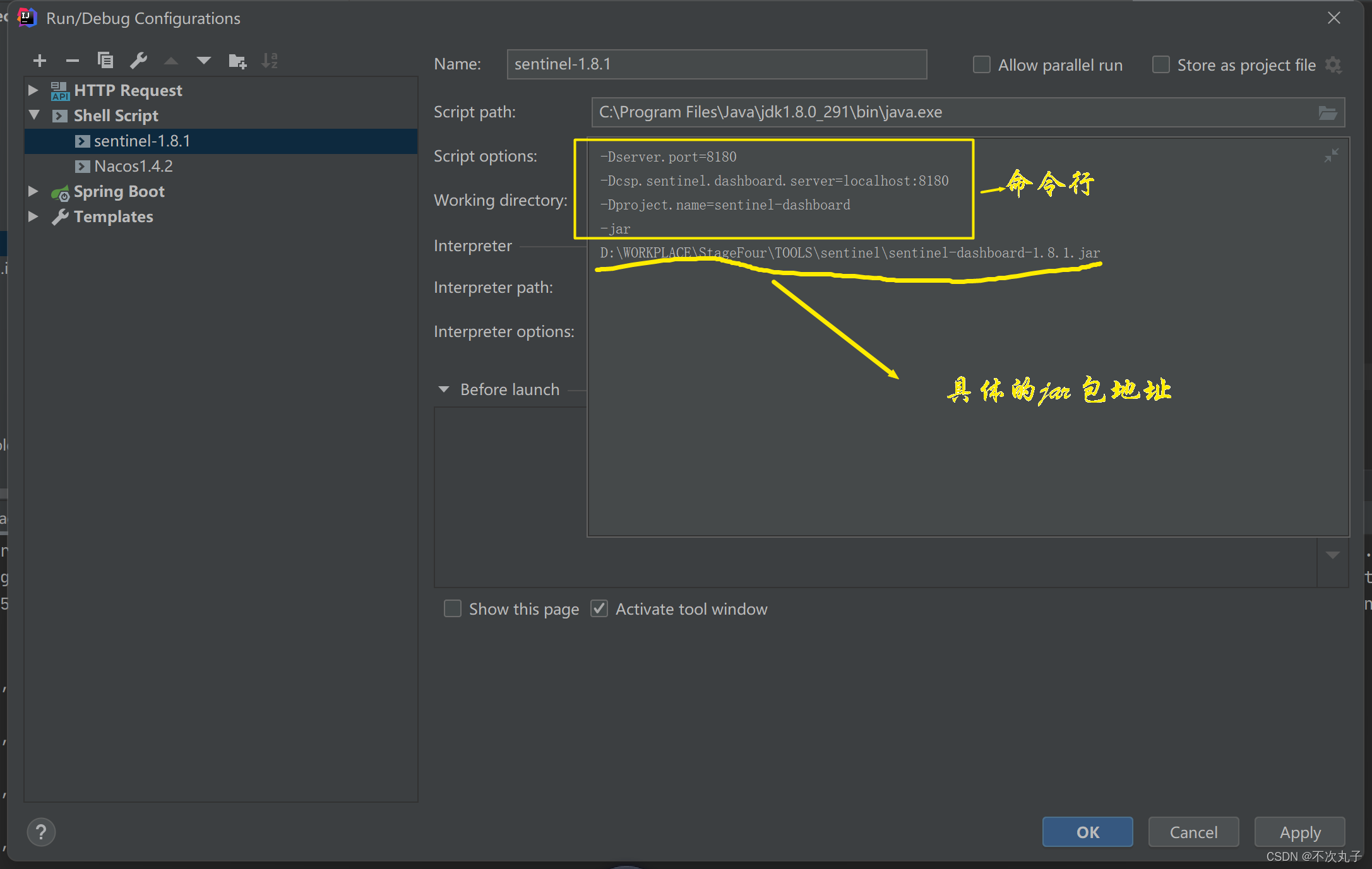 IDEA 启动sentinel配置_idea sentinel transport dashboard-CSDN博客