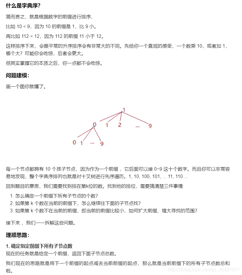 Leetcode 字典树 440 字典序的第k小数字leetcode 440 Tri树 Csdn博客
