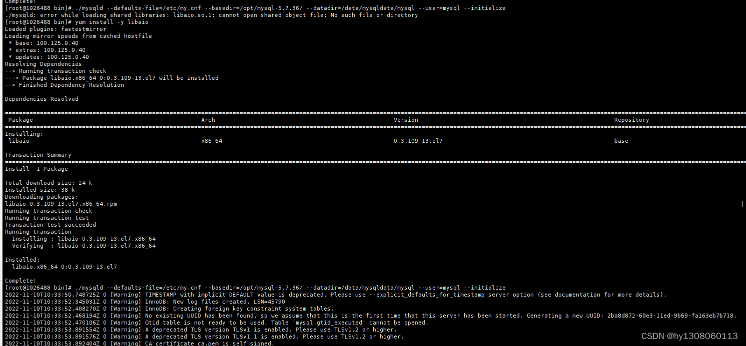 linux 部署中遇到的问题以及解决方案记录_yum install -y libaio-CSDN博客