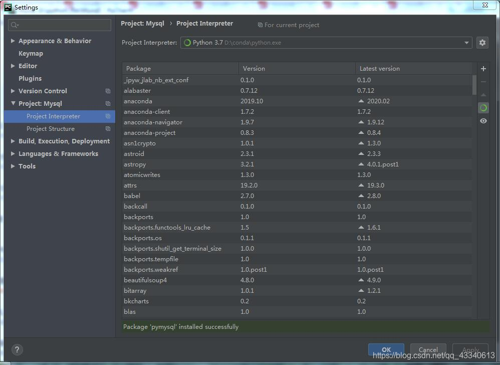 anaconda配置pycharm MySQL_anaconda有pymysql吗-CSDN博客