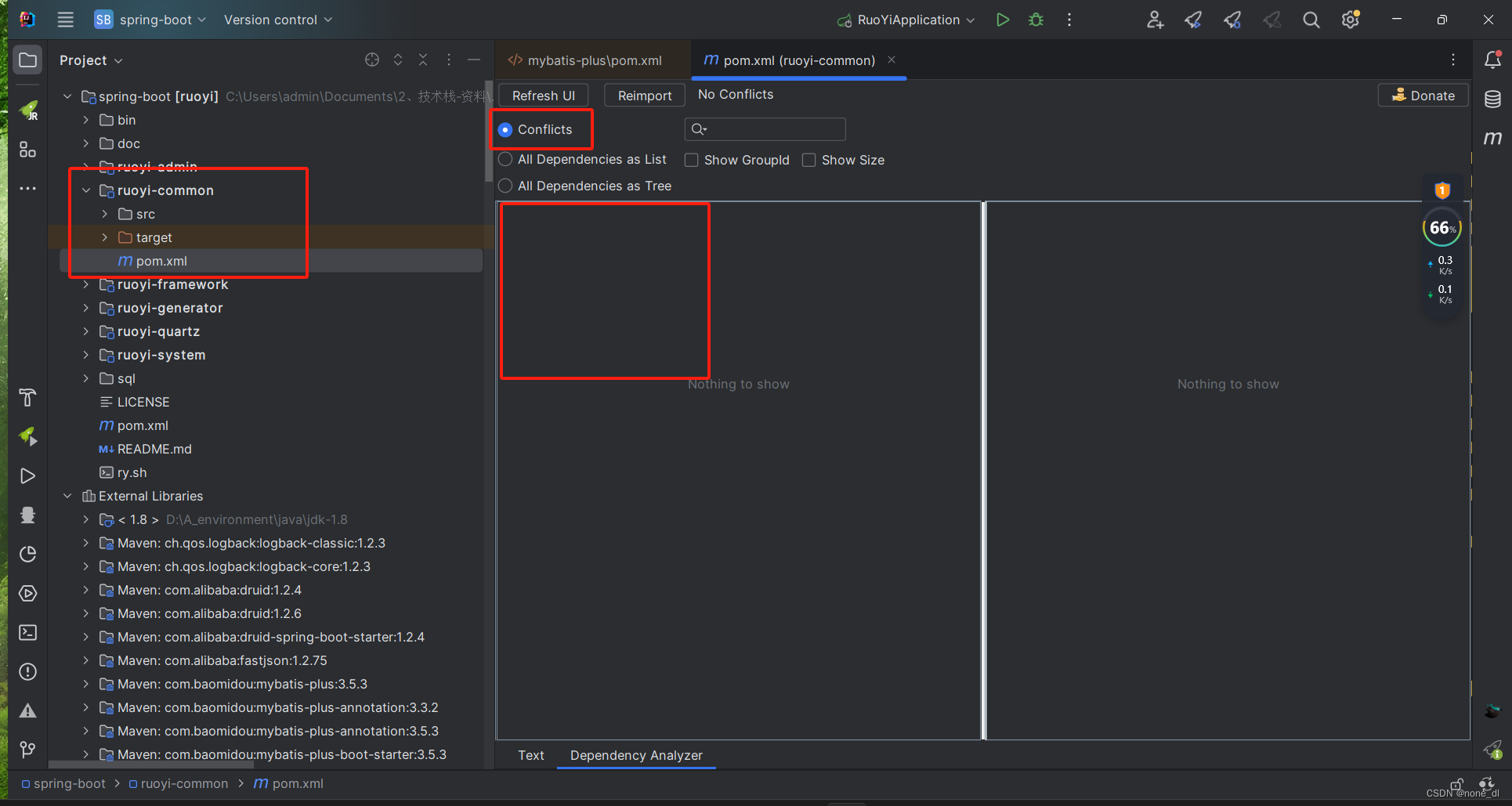 开源 Ruo-Yi 项目引入 Mybatis-Plus:3.5.3 报错ClassNotFoundException：_caused by: java.lang ...