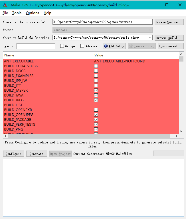 使用CMake和MinGW配置Opencv-MinGW版本，以适用于Qt5的MinGW工具集（undefined reference to ‘cv::Mat::Mat ...