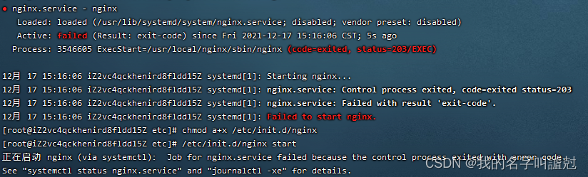 nginx安装在指定目录时，无法启动的问题（code=exited, status=203/EXEC）_ubuntu安装nginx 203错误-CSDN博客