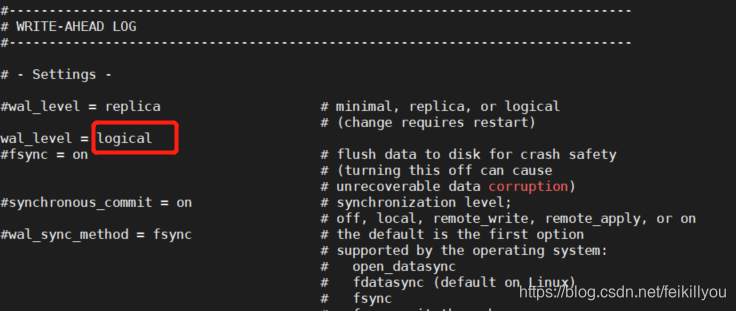 postgres logical decoding requires wal_level ＞= logical_decoding ...