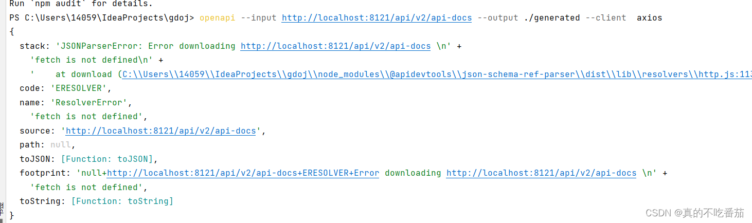 Vue使用openapi 自动生成接口文档报错fetch Is Not Defined Csdn博客
