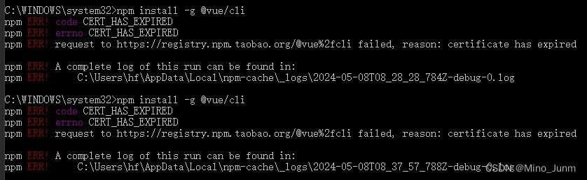 npm install -g @vue/cli 安装失败_安装cli:npm install -g cli-CSDN博客