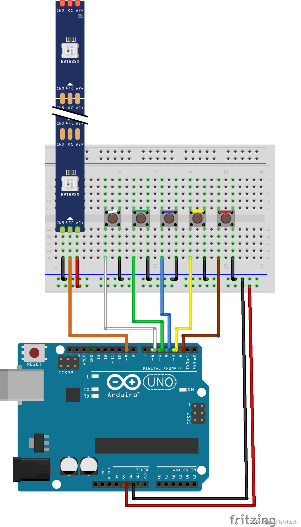 Fritzing软件绘制Arduino面包板接线图传感器模块库文件277_fritzing 灯带-CSDN博客