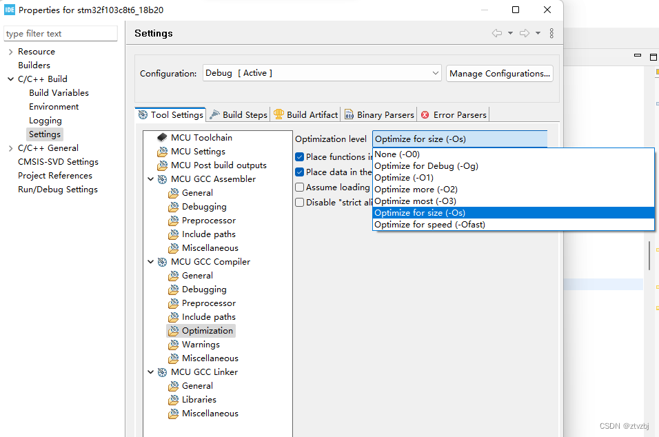 STM32F103C8T6在CUBEIDE使用freertos下优化代码和不优化代码的空间占用对比_stm32代码优化-CSDN博客