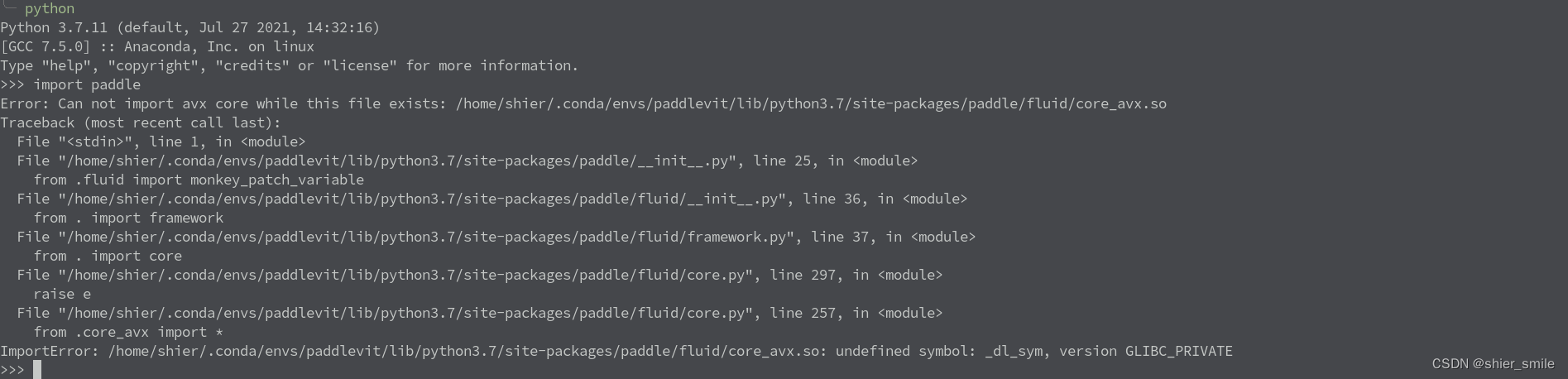 解决paddlepaddle框架问题：undefined symbol: _dl_sym, version GLIBC_PRIVATE-CSDN博客