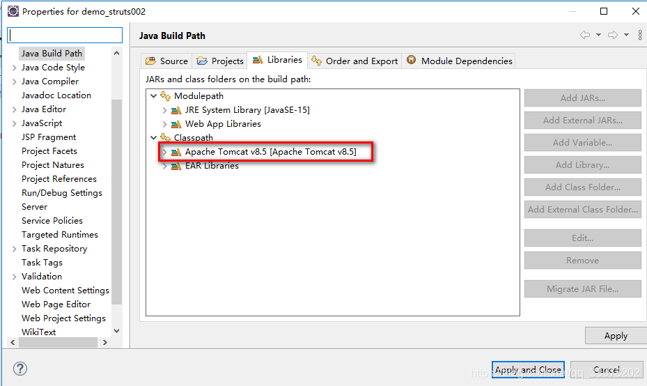 Eclipse中struts2框架报错：The type javax.servlet.http.HttpservletResponse cannot be resolved ...