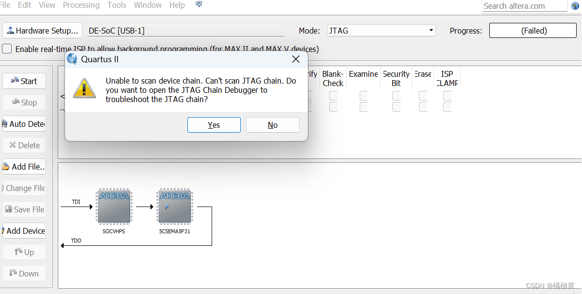 209040 Can‘t access JTAG chain ALTERA Cyclone V SoC_error (209040): can't access jtag chain-CSDN博客