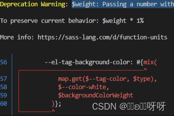 记笔记：使用Element-plus库时，控制台出现警告：$weight: Passing a number without unit % (0) is deprecated ...