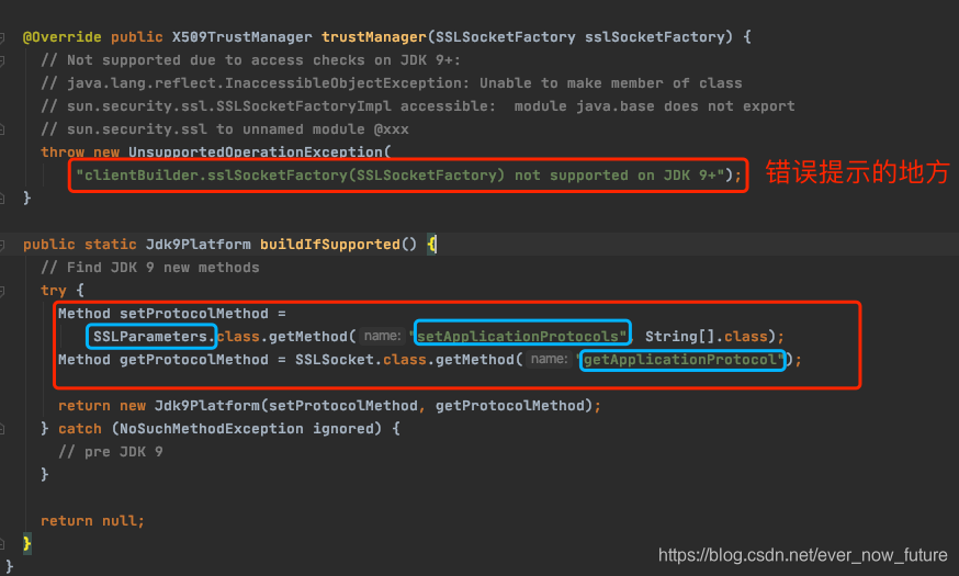 使用okhttp3,提示【clientBuilder.sslSocketFactory(SSLSocketFactory) not supported on JDK 9+】-CSDN博客