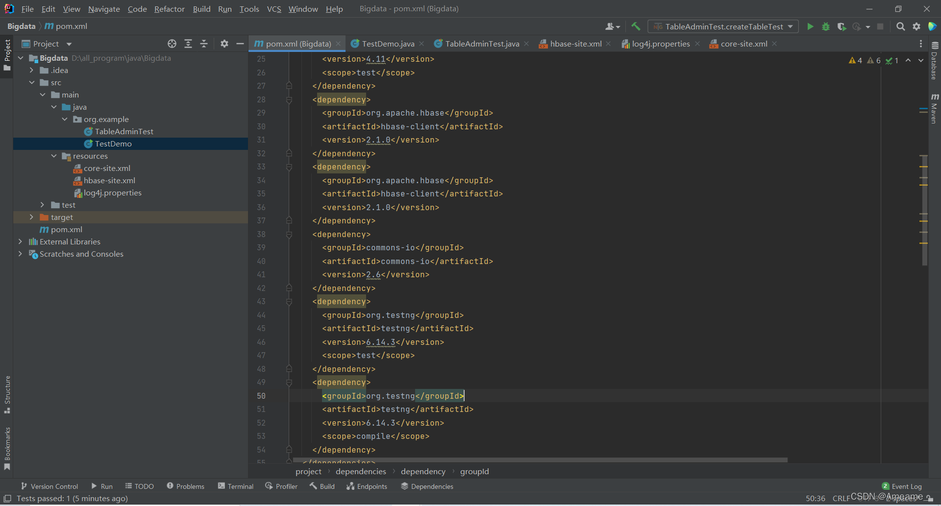 idea连接虚拟机的Hbase(附基本的创建表与查看表是否存在代码)_idea连接hbase-CSDN博客