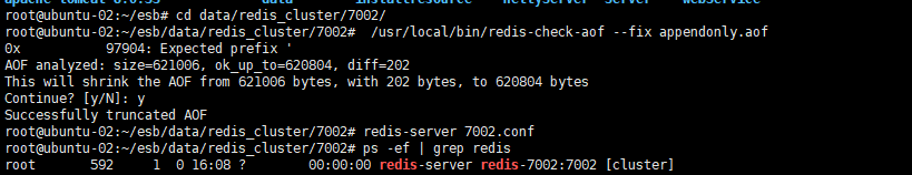 redis无法启动，aop文件损坏，Bad file format reading the append only file: make a backup of your AOF file ...
