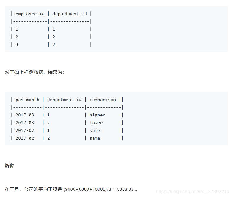 Leetcode Sql 615 平均工资：部门与公司比较average Salary And Company Sql Csdn博客