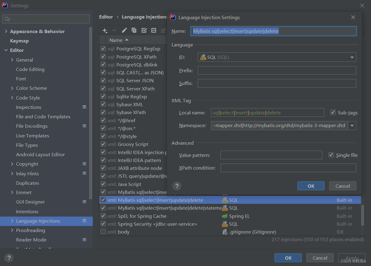 Idea中使用mybatis创建的xml文件中写sql语句无提示问题idea的editor的inspections中没有sql Csdn博客