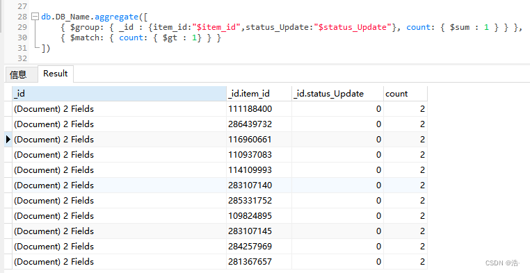 MongoDB数据去重（单字段和多字段去重）（百万级数据）_mongodb 去重-CSDN博客