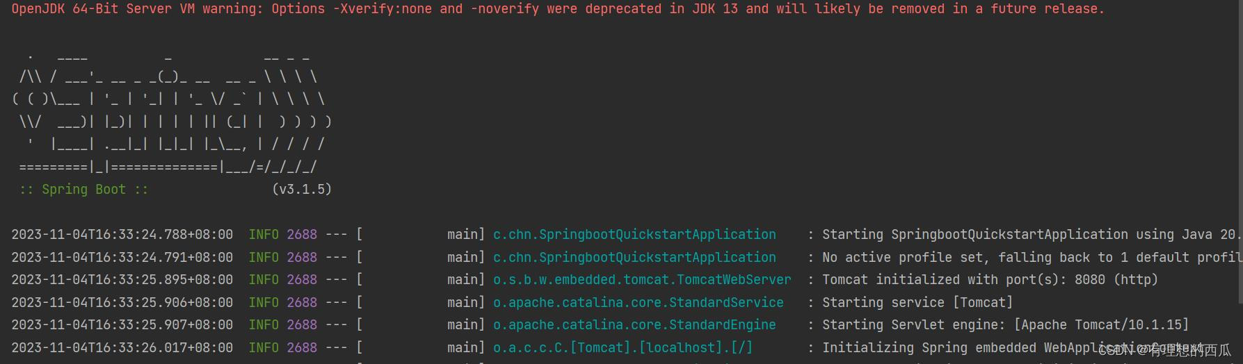 【SpringBoot】OpenJDK 64-Bit Server VM warning: Options -Xverify:none and -noverify were ...