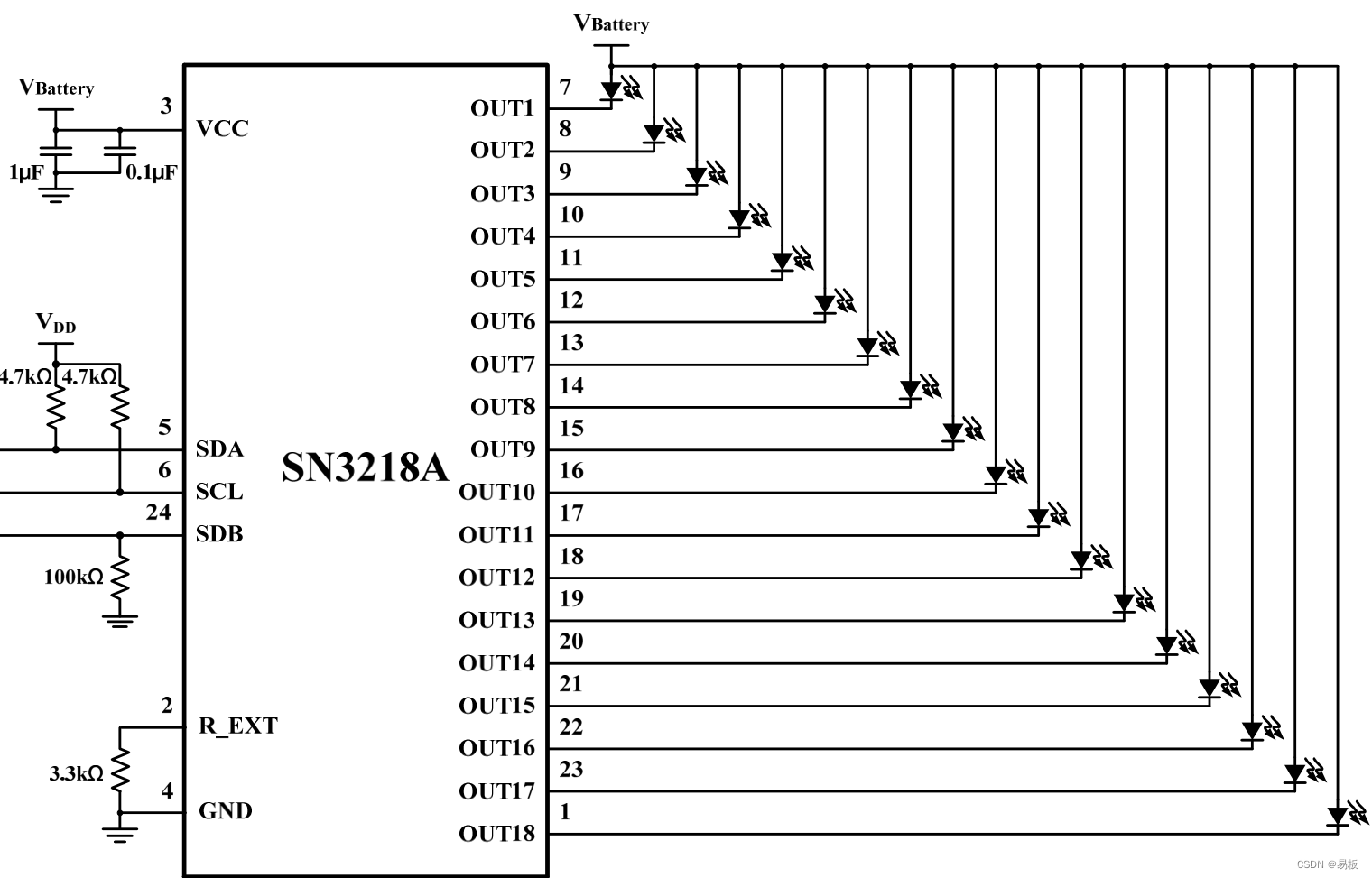 I2C接口18路LED呼吸灯驱动IS31FL3218互相替代SN3218替换HTR3218_htr3218s-CSDN博客