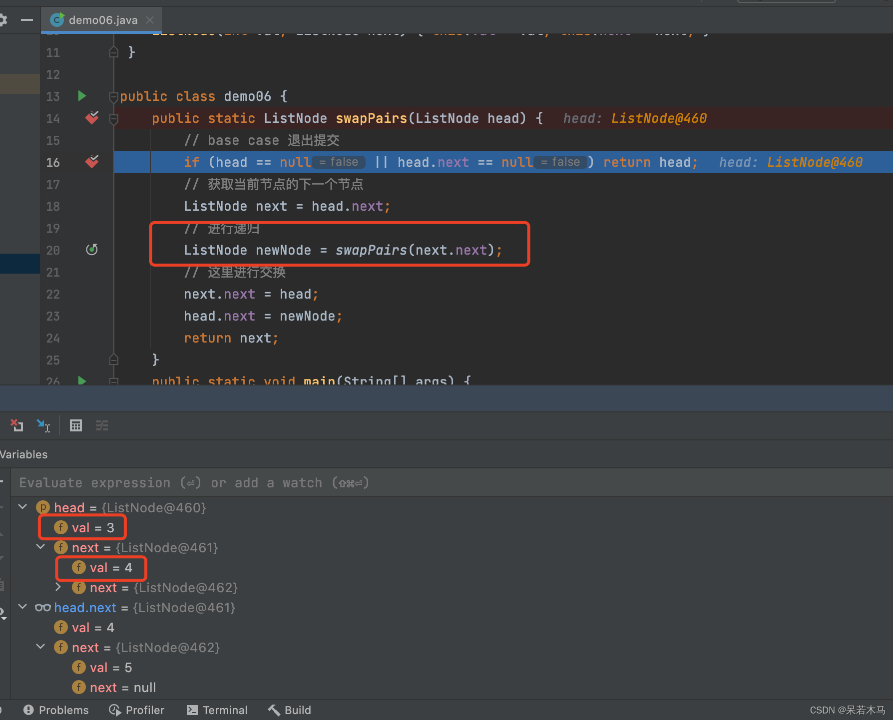 初学算法的小菜鸡 - 自学笔记 (第十二天): 链表相关算法(二) 两两交换链表中的节点 Leetcode 24题_listnode newnode = swappairs(next.next ...