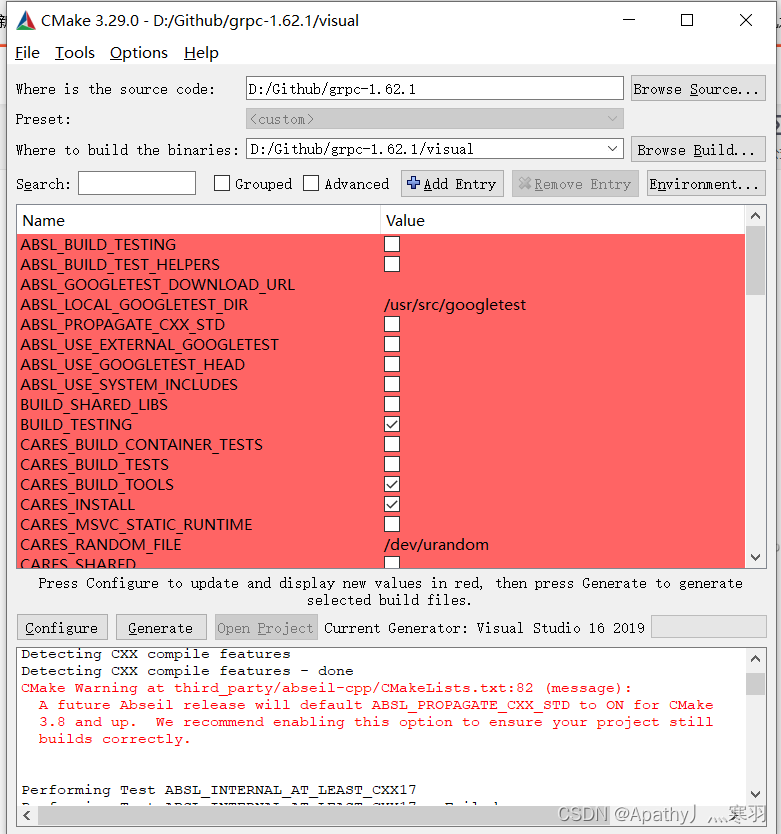 google rpc(grpc)最新版本1.62.1以及使用vs2022的编译和运行(C++调用python端)_vs2022 编译 grpc-CSDN博客