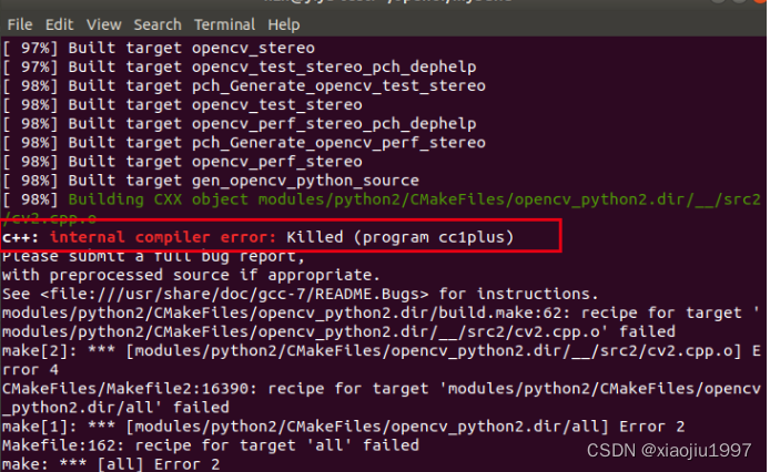 问题解决：c++: internal compiler error: 已杀死 (program cc1plus)_c++: internal compiler error: killed ...