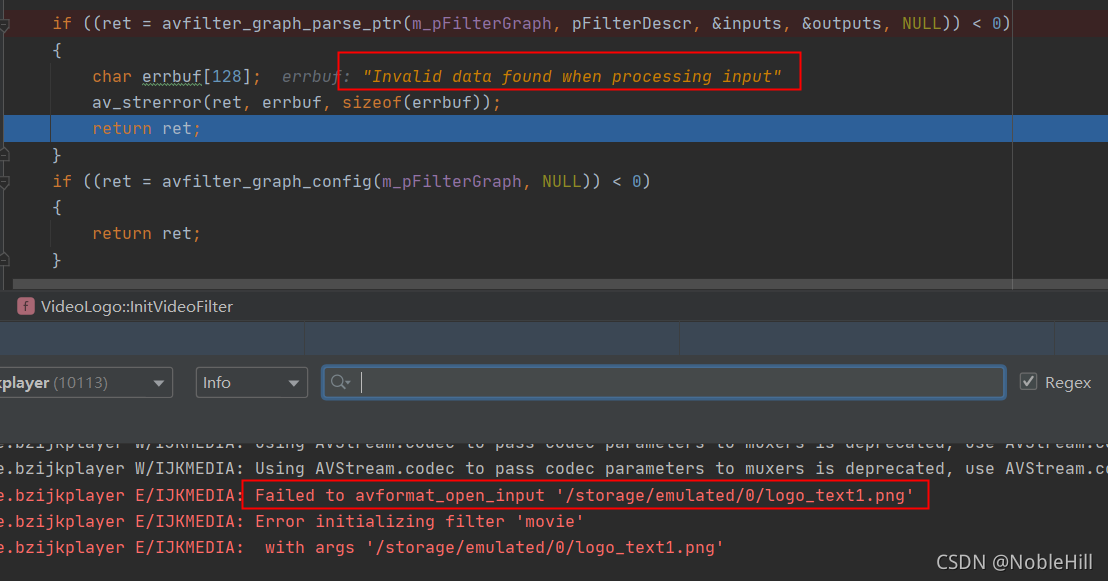 ijkplayer使用ffmpeg为视频添加水印avfilter_graph_parse_ptr返回Invalid data found when processing input ...