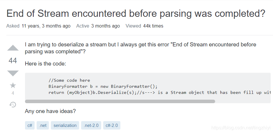 C# “在分析完成之前就遇到流结尾“ 错误解决方法-CSDN博客
