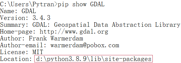 GDAL / OGR 学习手册 [01] ：Python环境配置_怎么查看安装的gdal包的位置-CSDN博客