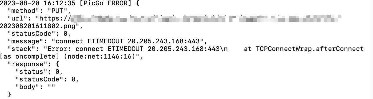 Picgo+Github图床时候上传报错：Error connect ETIMEDOUT 20.205.243.168443n at TCPConnectWrap.afterConnect ...