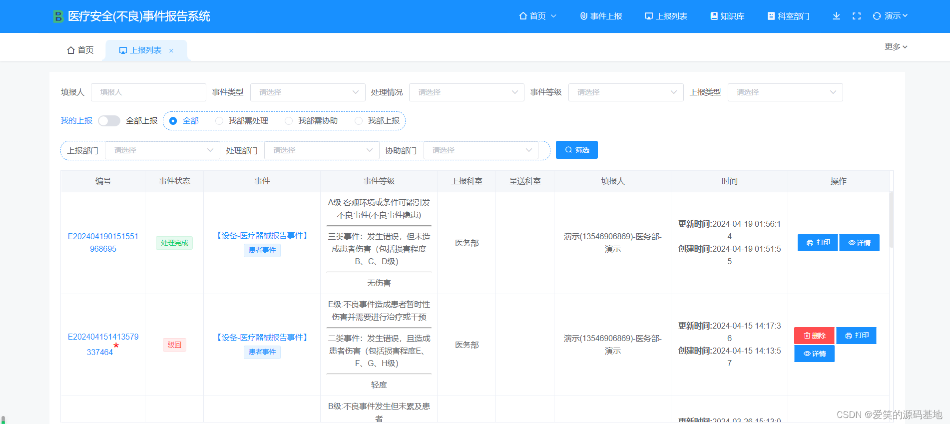 采用php Vue2 开发的一套医院安全(不良)事件管理系统源码(可自动生成鱼骨图)安全管理预警系统 源码 Csdn博客