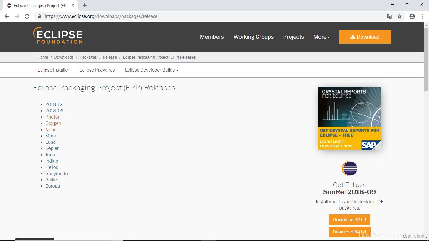 (转载)官网下载Eclipse（包含历史版本及该版本的子版本）_eclipse官网-CSDN博客