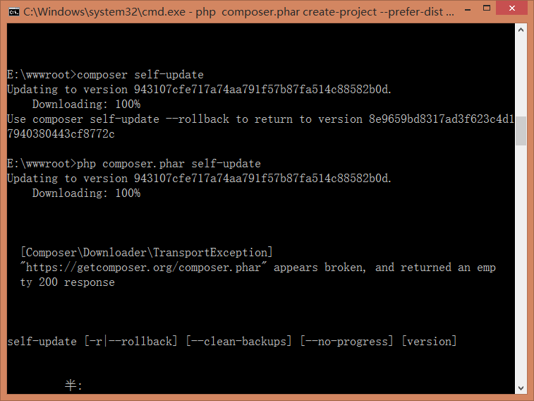 composer self-update 出现 [ErrorException] zlib_decode(): data error提示的解决！_exception:zlib ...