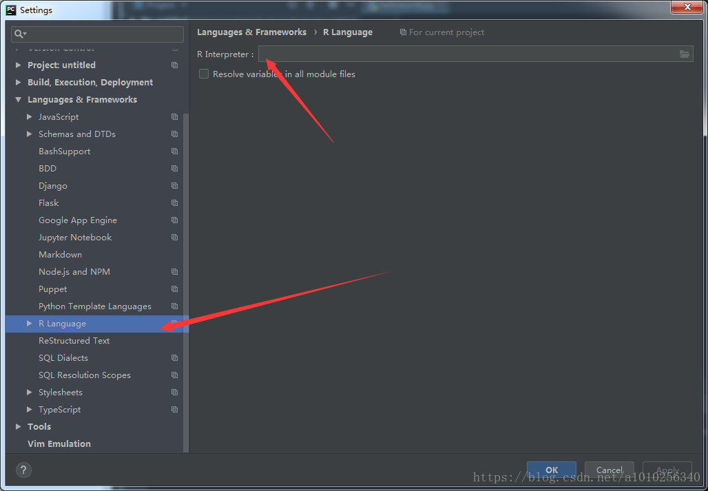 No R interpreter defined: Many R related features like completion, code checking and help won't ...