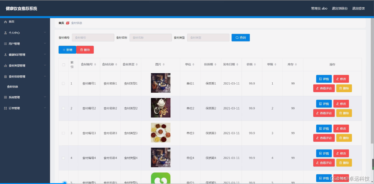 Java毕设项目健康饮食推荐系统（附源码）基于java的健康美食推荐系统 Csdn博客
