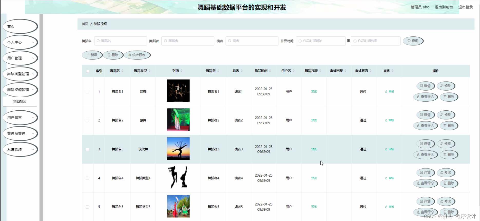 Springbootjavaphpnodepython舞蹈基础数据平台的实现和开发【计算机毕设】 Csdn博客
