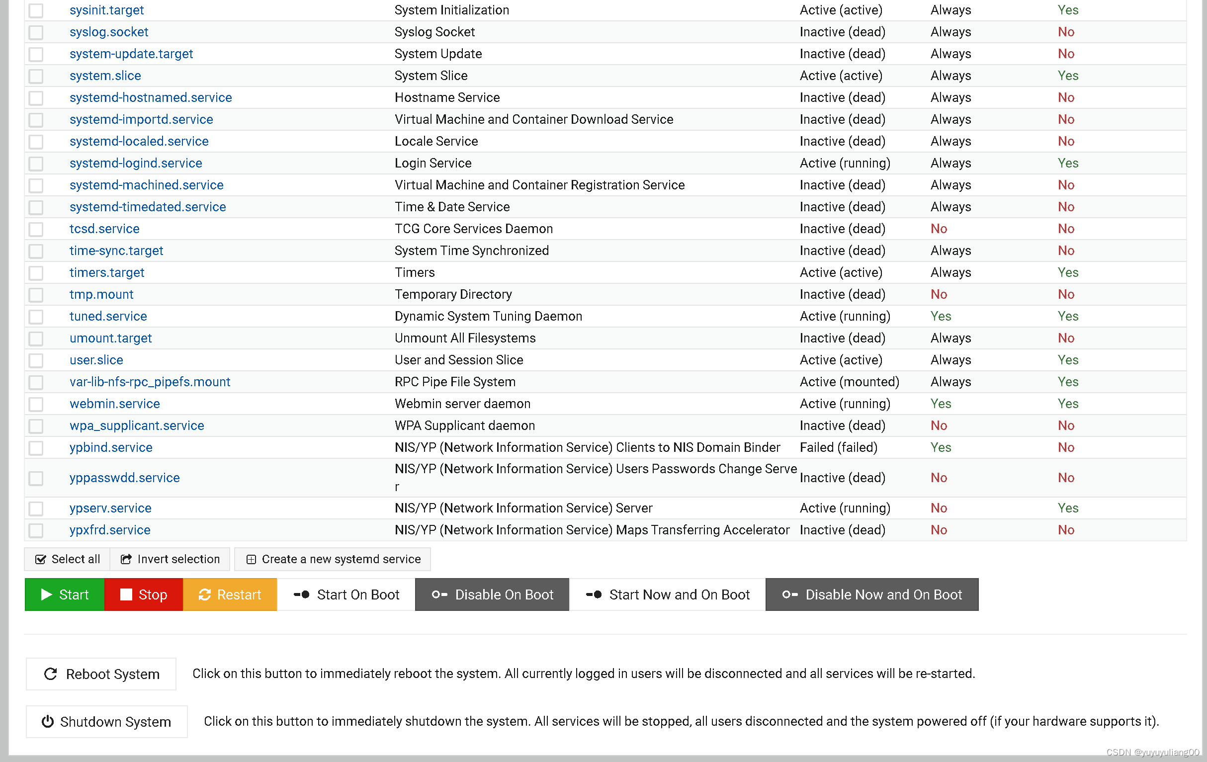 Webmin -- Bootup and Shutdown模块-CSDN博客