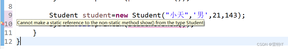 Java报错cannot Make A Static Reference To The Non Static Method——无法从静态上下文