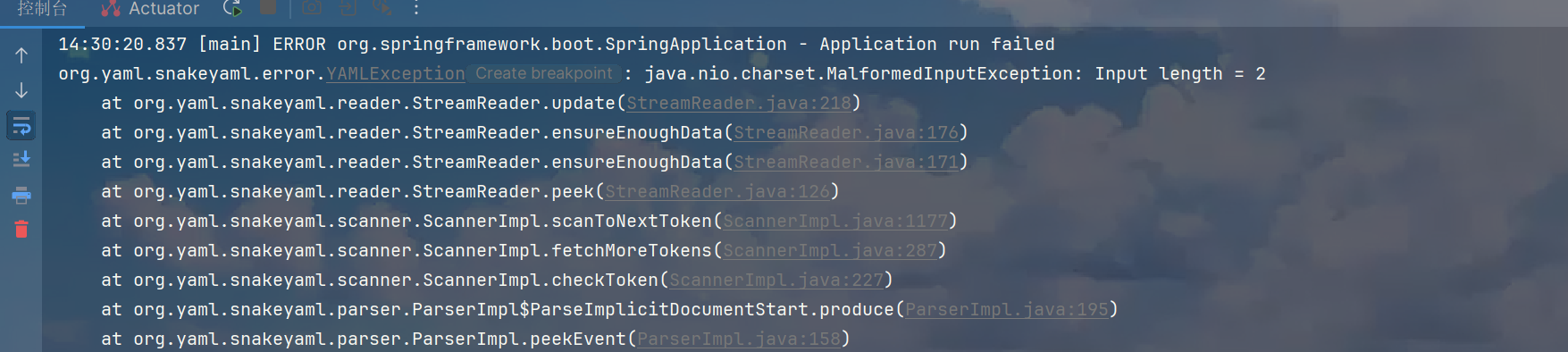 解决org.yaml.snakeyaml.error.YAMLException: java.nio.charset.MalformedInputException: Input length ...