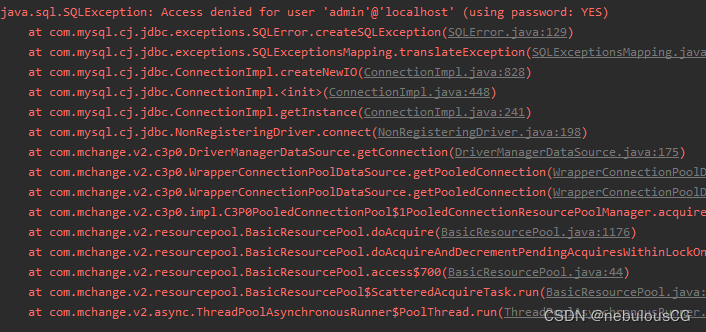 java.sql.SQLException: Access denied for user ‘admin‘@‘localhost‘ (using password: YES) 问题解决 ...