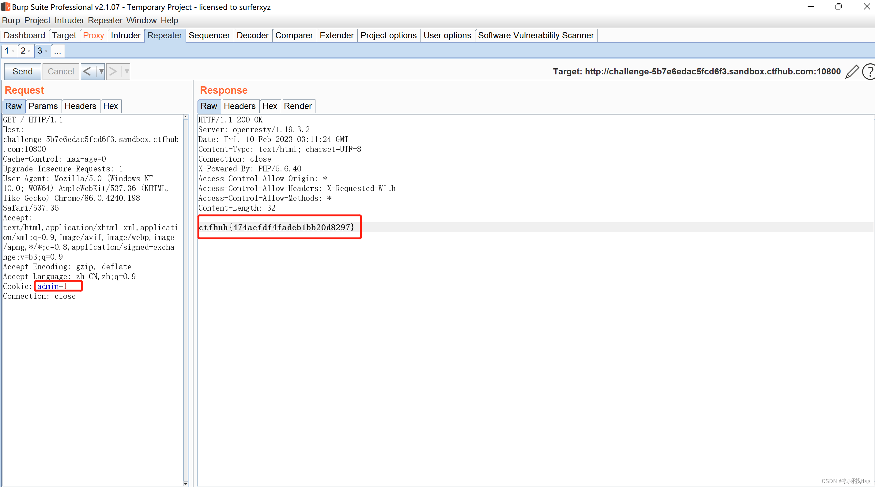 CTFHub：利用Burp进行HTTPCookie篡改-CSDN博客