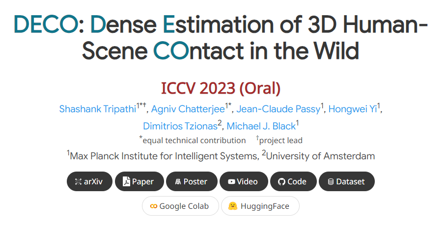 【ICCV2023】DECO：野外环境场景下的 3D 人体-场景的接触估计-CSDN博客