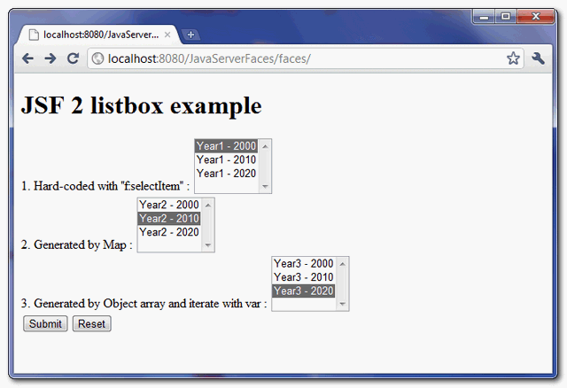 JSF 2列表框示例-CSDN博客