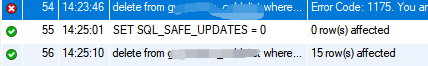 MySQL：Error Code: 1175. You are using safe update mode and you tried to update a table without a ...