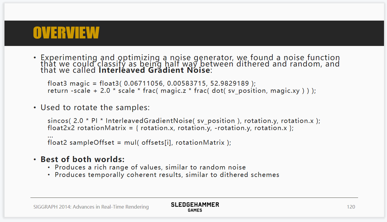 实验通过使命召唤所使用的 Interleaved Gradient Noise 在Shader中生成随机噪声 ...