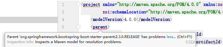 ‘settings.xml’ has syntax errors less… 和Parent ‘org.springframework.boot’has problems less…的问题解决 ...