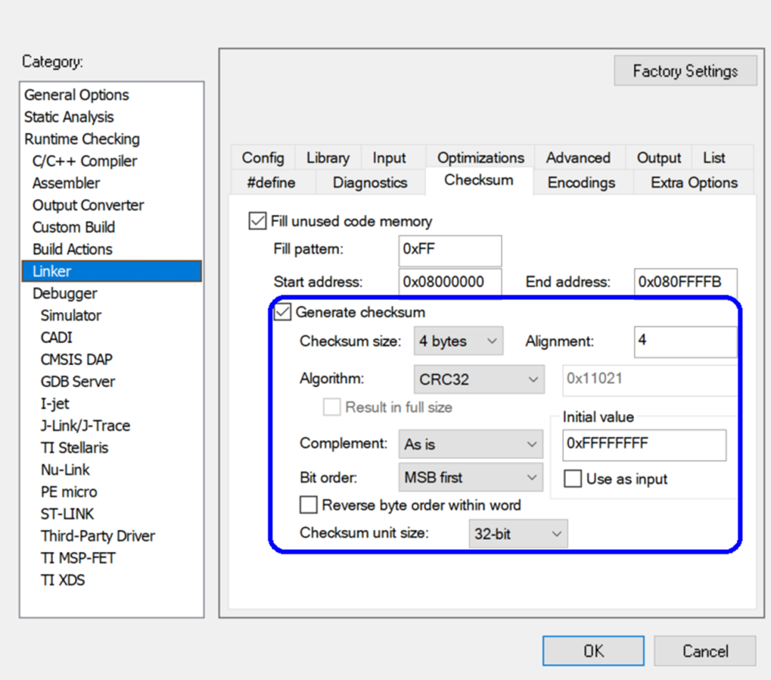 在IAR Embedded Workbench中选择对应Checksum的CRC算法来匹配MCU的CRC模块_crc32种类-CSDN博客
